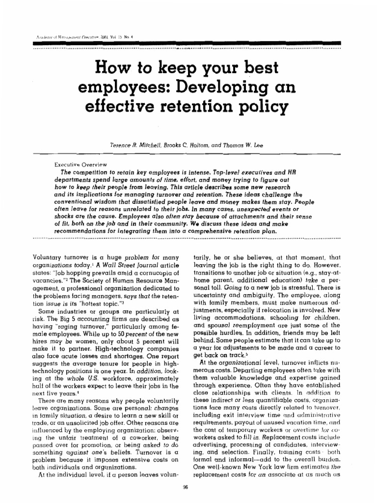 How To Keep Your Best Employees | PDF