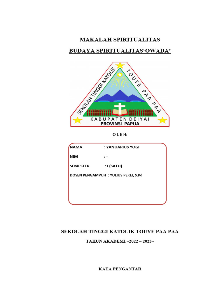 Makalah Spiritualitas Owada | PDF | Filsafat | Sains & Matematika