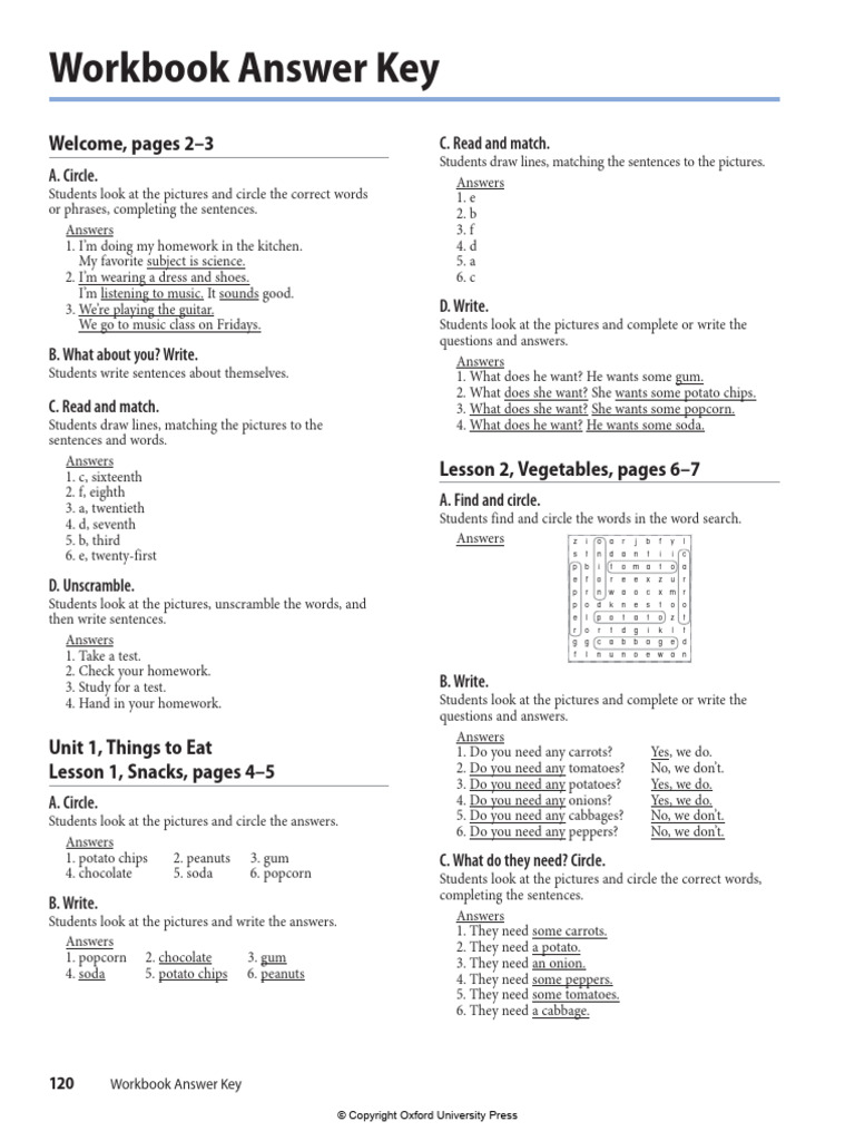 Eu2e 3 Workbook Answer Key | PDF | Lunch | Salad