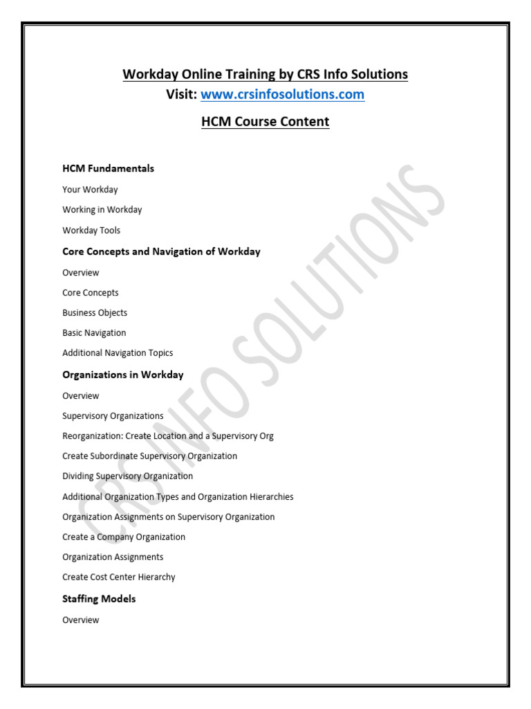 Workday HCM Online Training Overview | PDF | Business Process | Xslt
