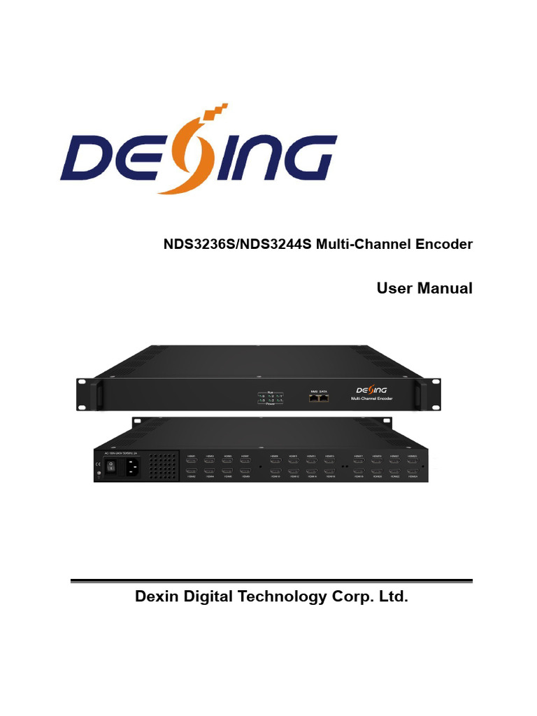 NDS3236S NDS3244S Multi Channel Encoder User Manual 20210518 | PDF ...