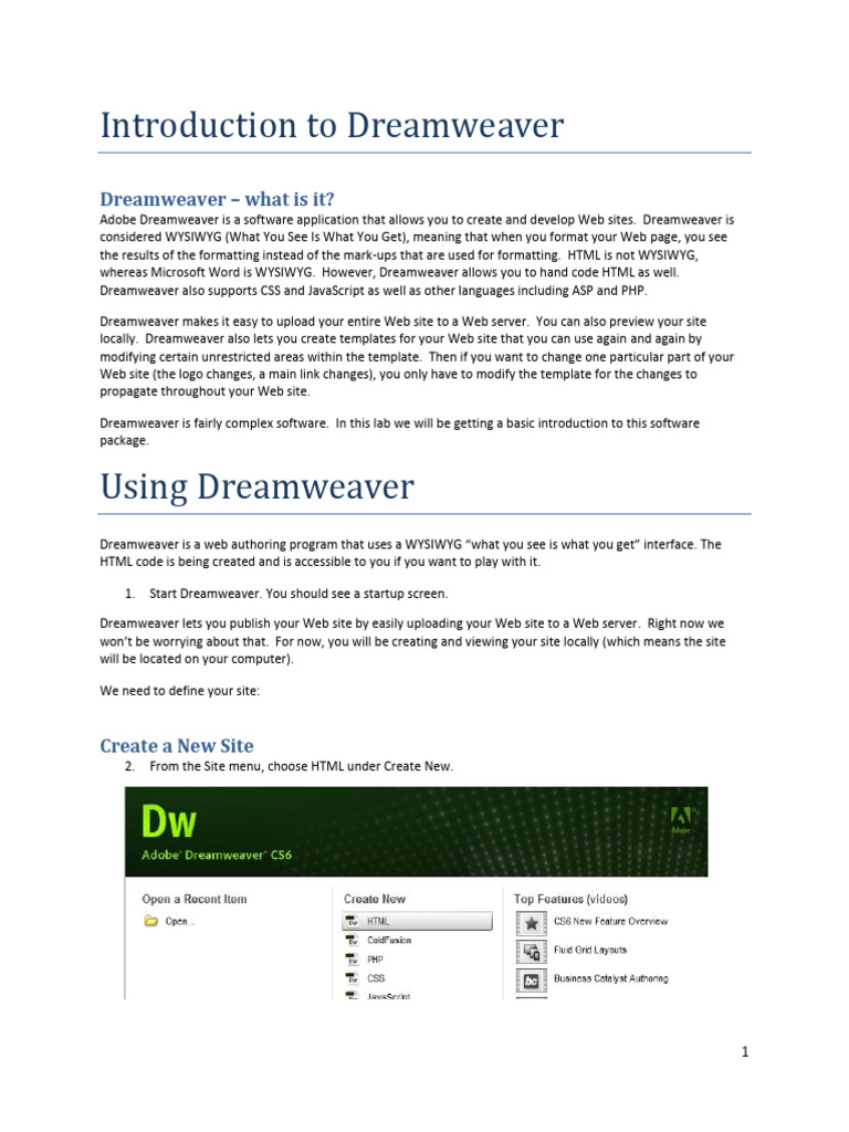 Dreamweaver | PDF | Websites | World Wide Web