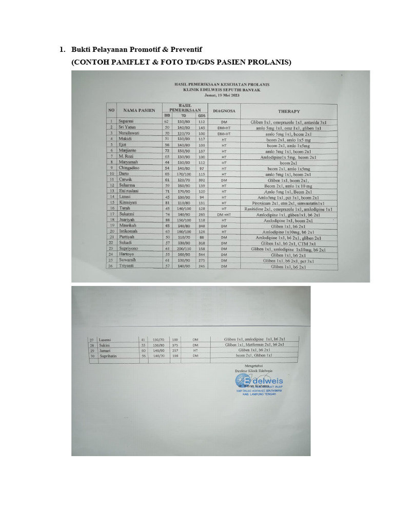 Bukti Pelayanan & Pelaksanaan Promotif Dan Preventif | PDF