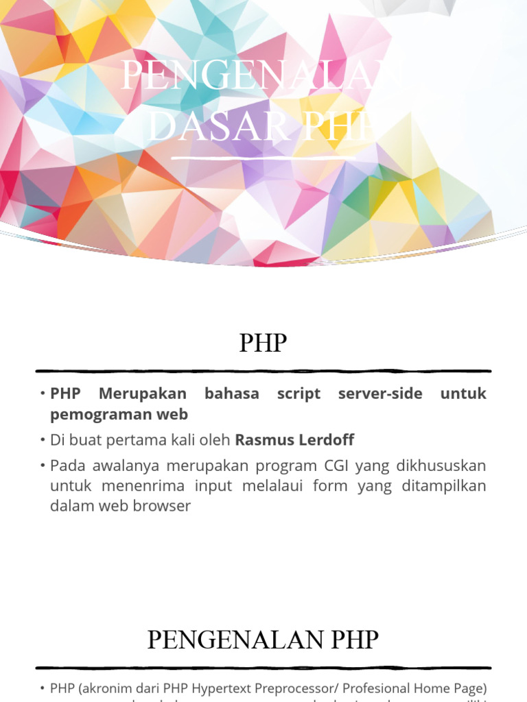 Pengenalan Dasar PHP | PDF | Karier & Perkembangan | Teknologi & Rekayasa