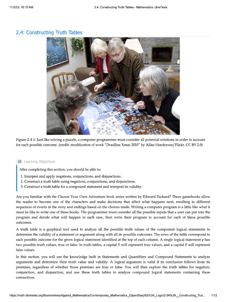 constructing a truth table 2 | PDF