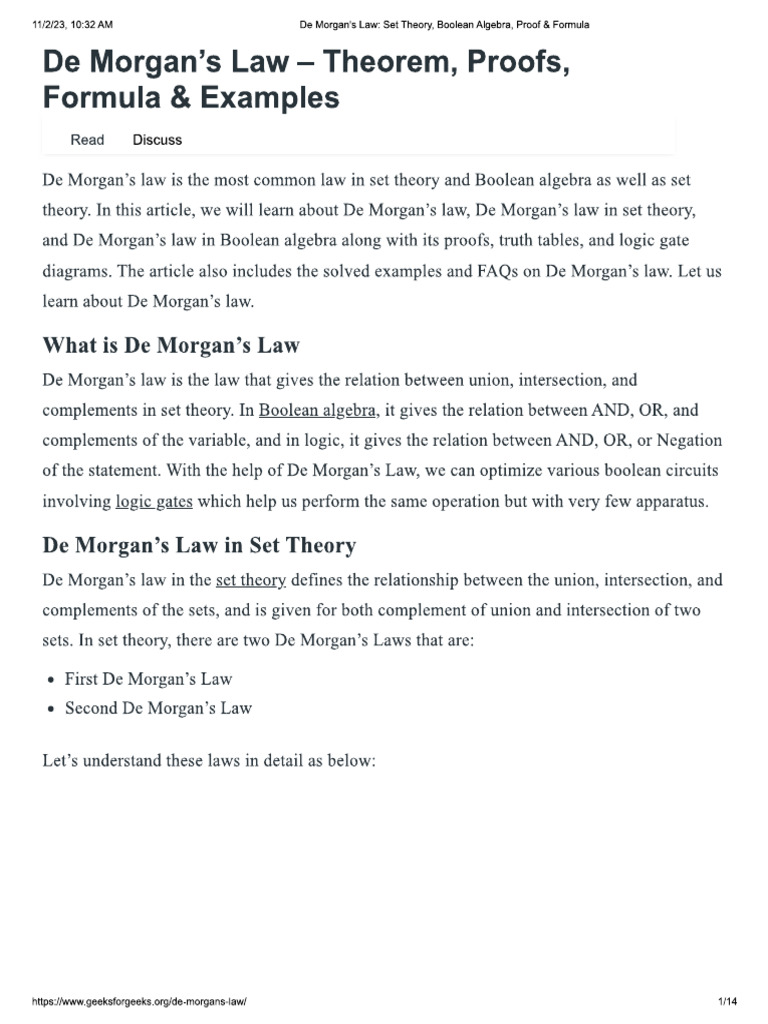 De Morgan's Law | PDF