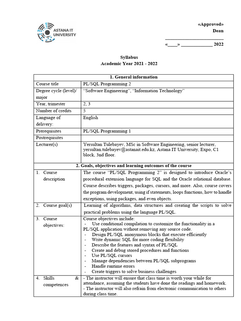 Pl Sql Programming 2 Tulebayev Y Pdf Plsql Computer Programming