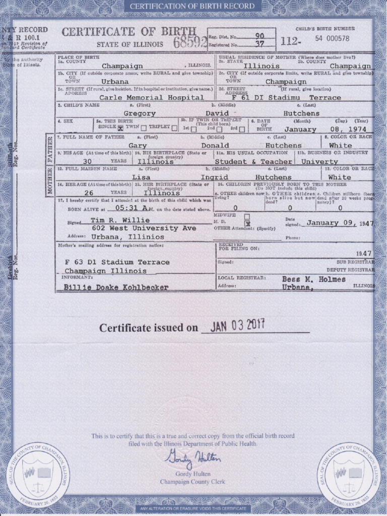 Gregory Birth Certi | PDF