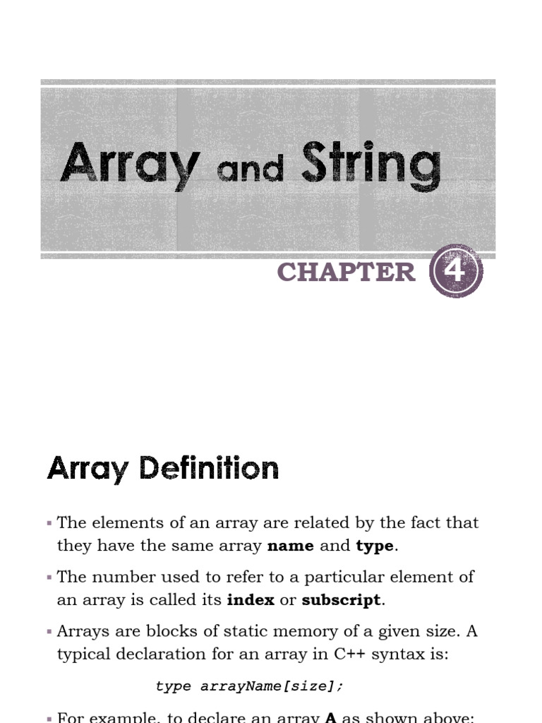 C++ Note Array and String | PDF | Integer (Computer Science) | Computing C++ Note Array and String | PDF | Integer (Computer Science) | Computing