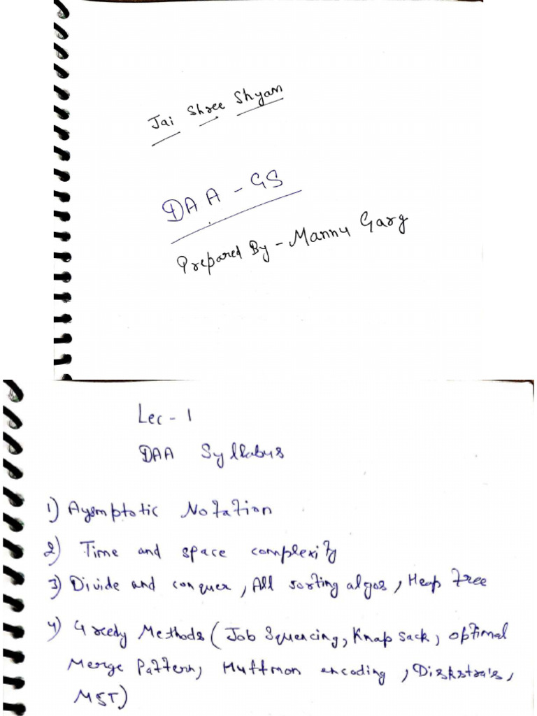 DAA Notes (Mannu Garg) | PDF DAA Notes (Mannu Garg) | PDF