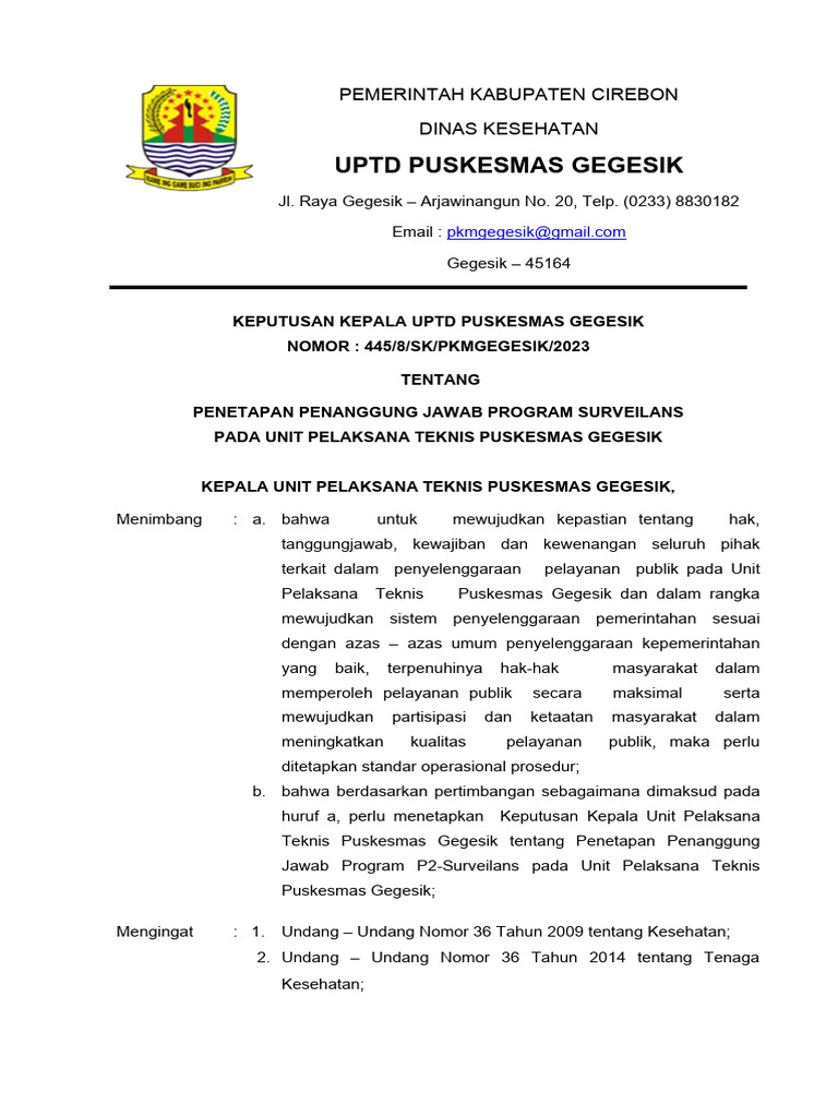 8 SK PJ Surveilans | PDF