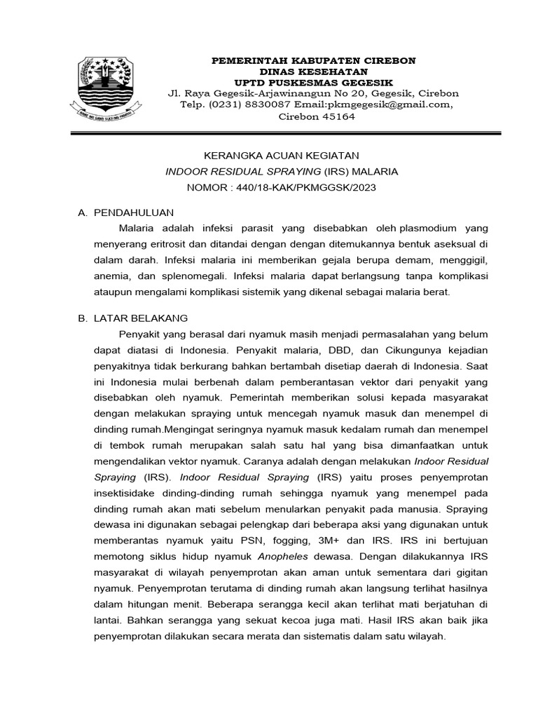 IRS Malaria: Strategi Pengendalian Vektor | PDF