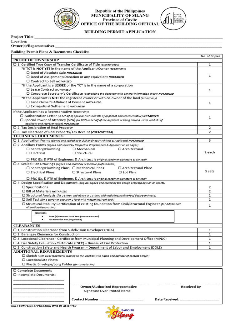 1 Building Permit Checklist | Download Free PDF | Notary Public | Deed
