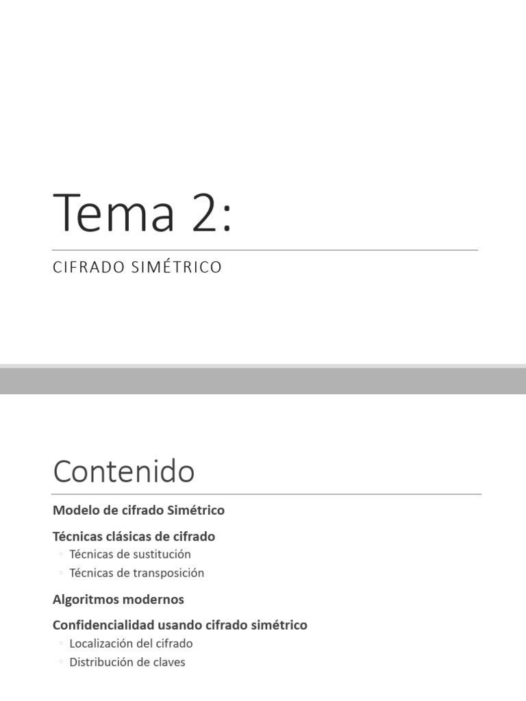 Tema 2 | PDF | Cifrado | Clave (criptografía)