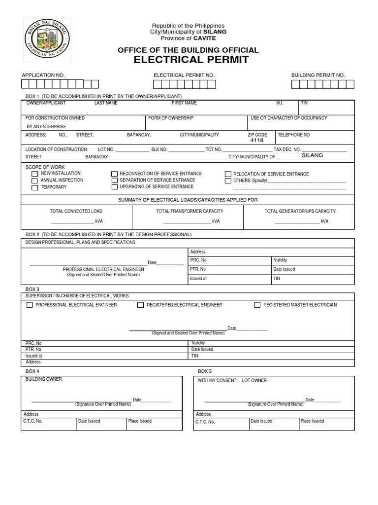 Electrical Permit (Front and Back - 2 PCS) | PDF