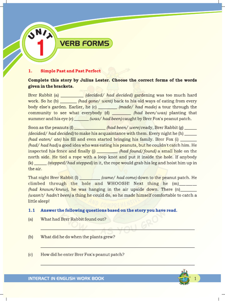 Unit One Verb Forms | PDF