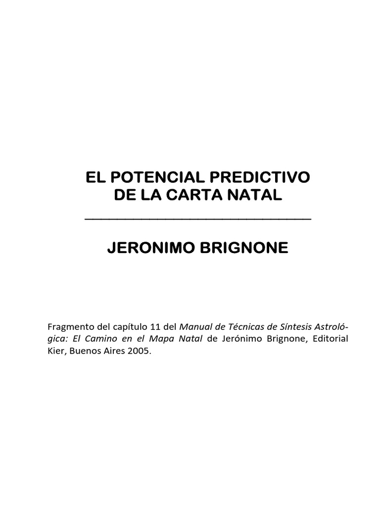 El Potencial Predictivo de La Carta Nata | PDF | Horóscopo | Astrología