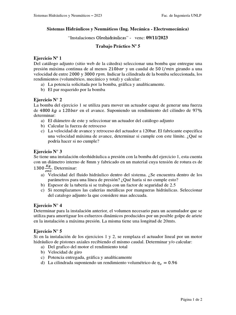 TPN 5 - Sist Hidraulicos y Neum 2023 | PDF | Bomba | Solenoide