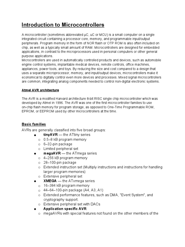 Introduction MC 1 | PDF | Microcontroller | Central Processing Unit