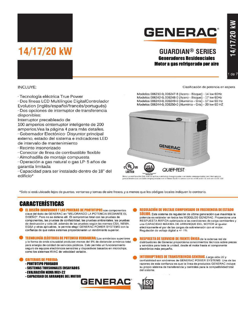 Memoria Generac 34-44 Kcal | PDF