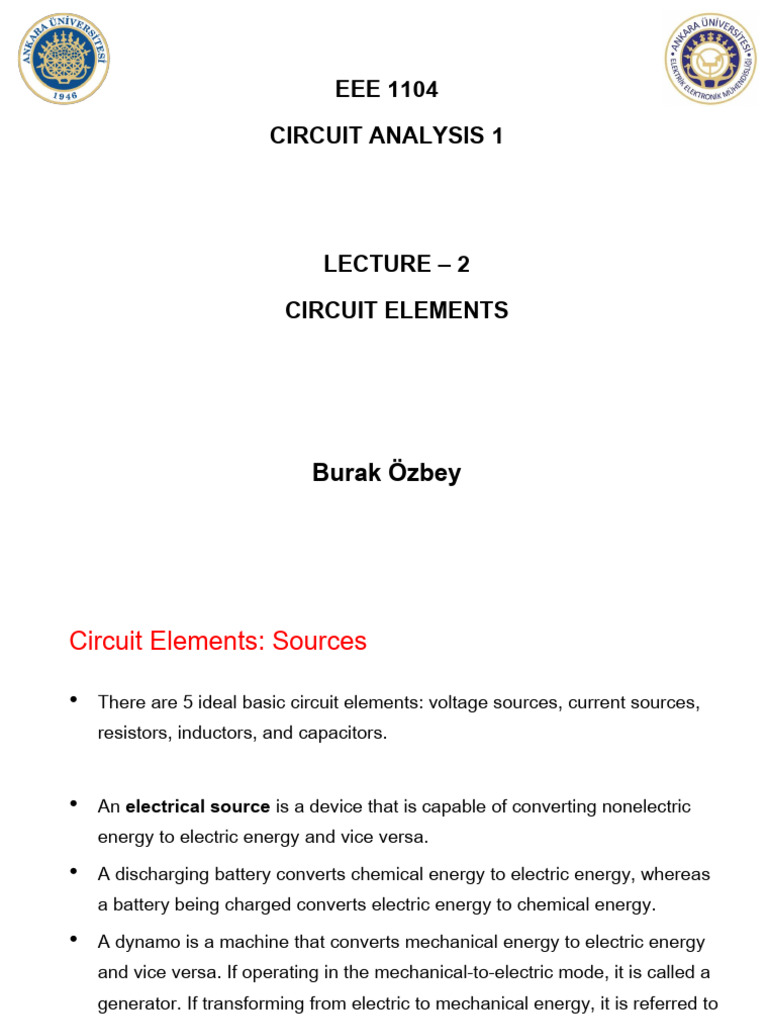 Circuit Elements | PDF | Electrical Network | Electrical Resistance And Conductance