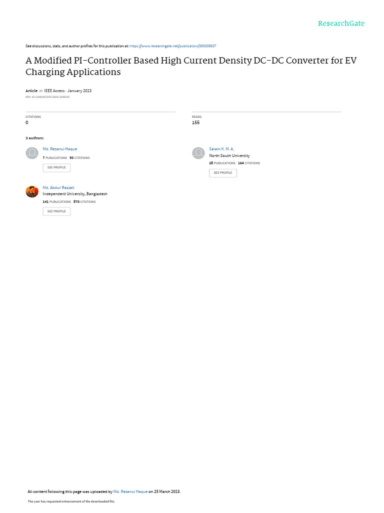 A Modified PI-Controller Based High Current Density DCDC Converter For EV Charging Applications ...