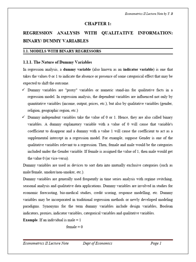 Econometric S | PDF | Categorical Variable | Dependent And Independent Variables