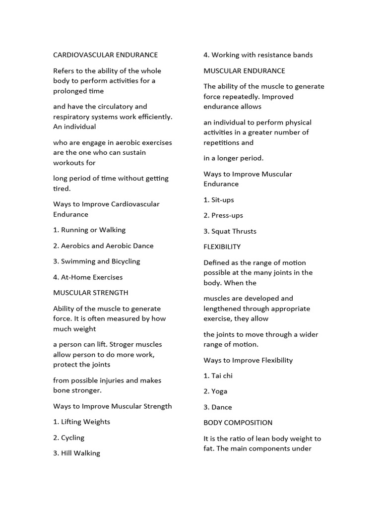 Cardiovascular Endurance | PDF