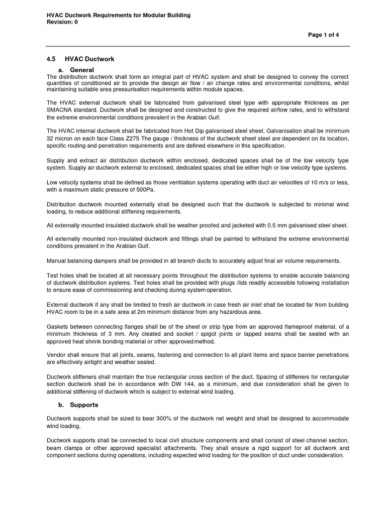 HVAC Ductwork Specification | PDF | Duct (Flow) | Building Insulation