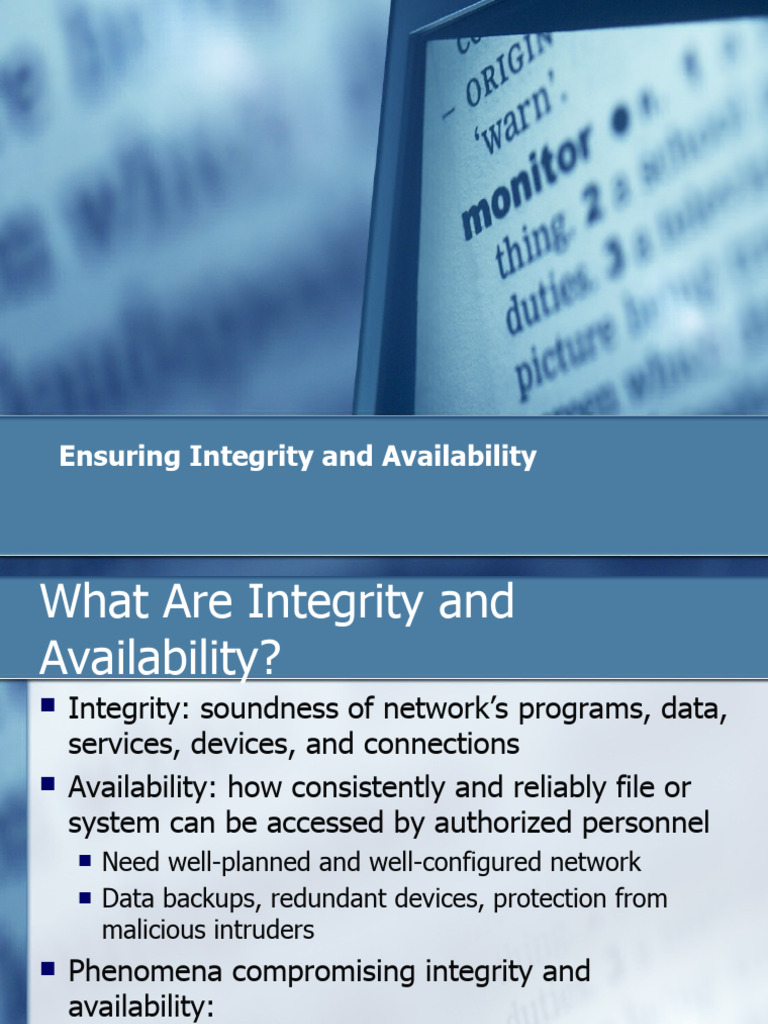 Ensuring Integrity and Availability | PDF | Computer Virus | Backup