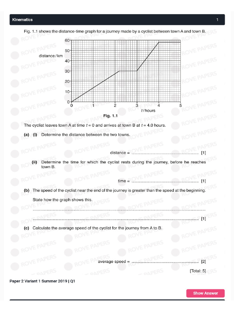 Physics 5054 Dynamics and Kinematics Paper 2 | PDF