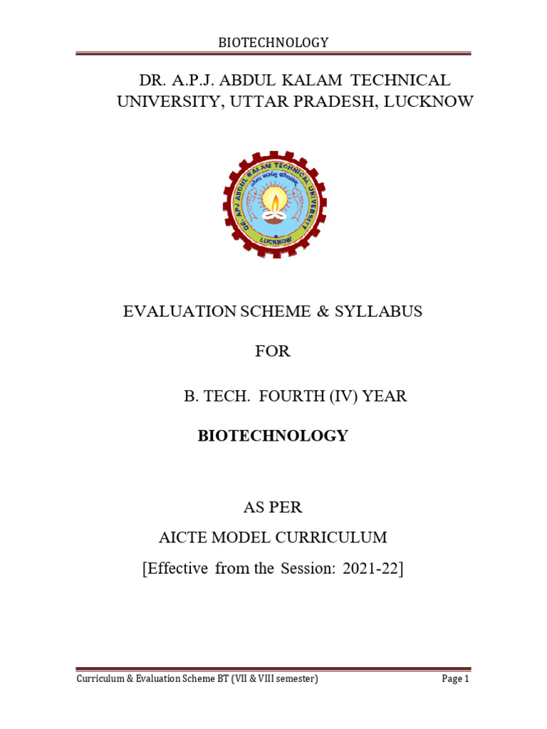 B.Tech_Final Year _Biotechnology_Syllabus | PDF | Biomaterial | Proteins
