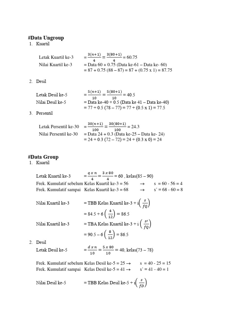 Penghitungan Persentil, Kuartil, Desil | PDF