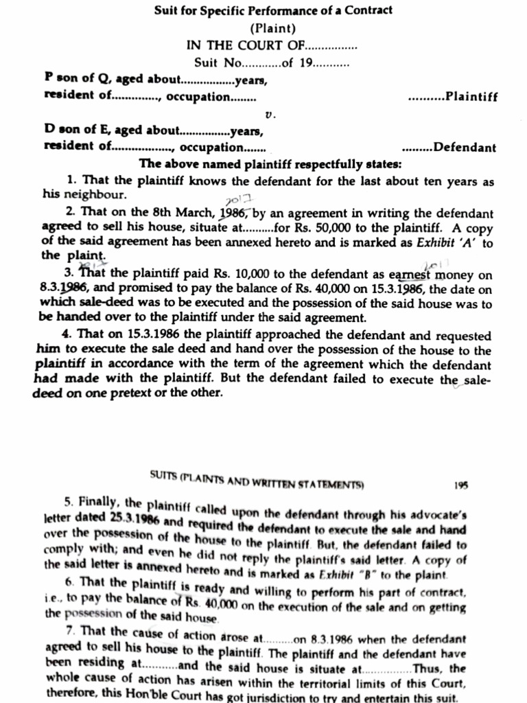 Plaint and Written Statement | PDF | Lawsuit | Private Law