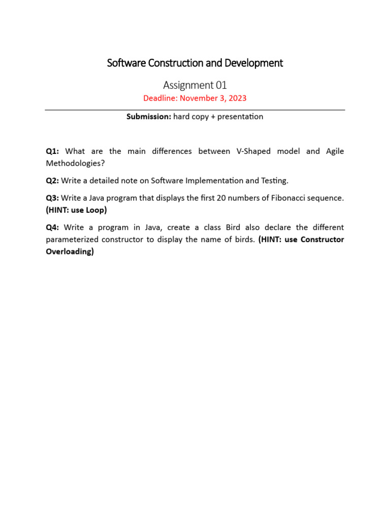 Software Dev Assignment: Java & Models | PDF