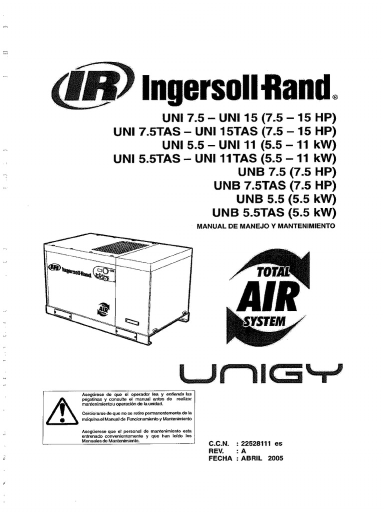 INGERSOLL Manual Instrucciones Compresor | PDF