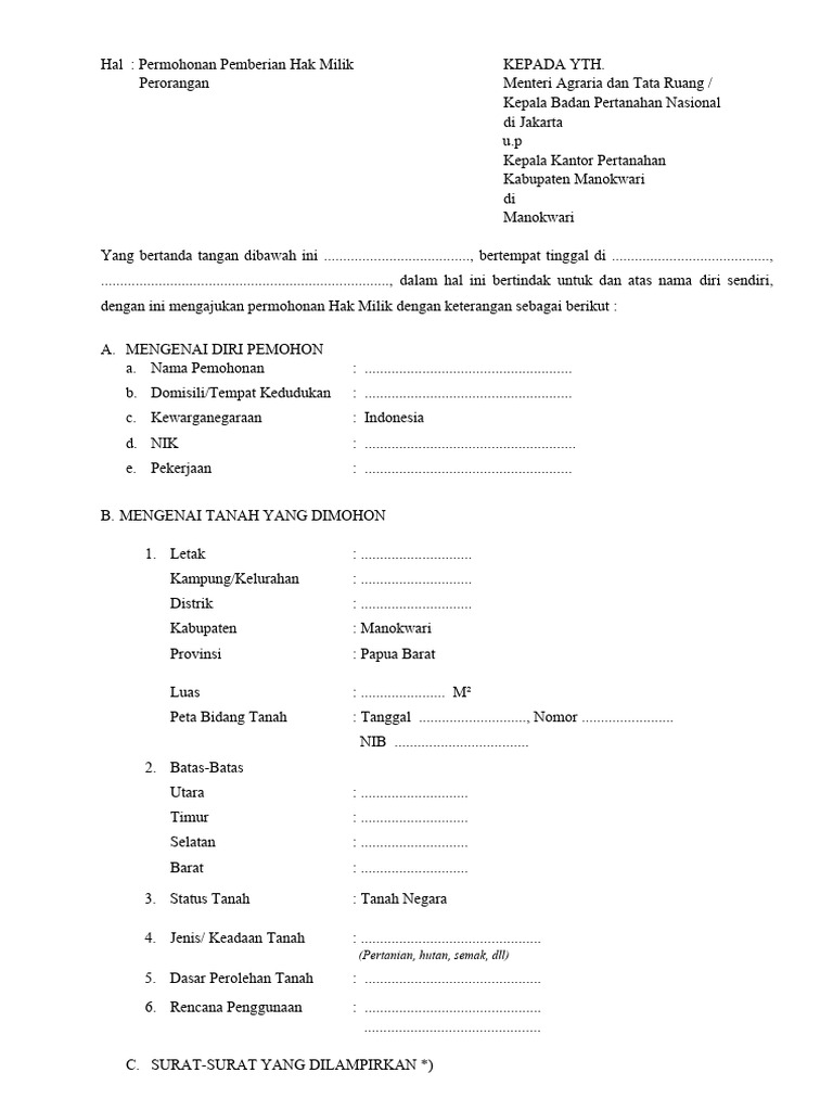 Permohonan Oleh Ybs | PDF