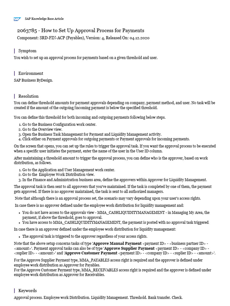 Set Up Payment Approval Process in SAP | PDF | Information Technology | Computing