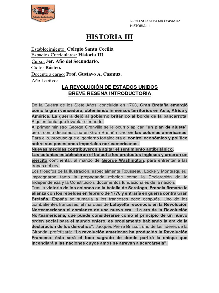 Actividad #8 La Revolución de Los Estados Unidos | Descargar gratis PDF ...