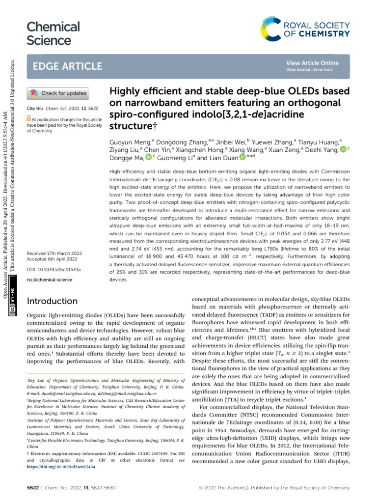 Chemical Science: Edge Article | PDF | Emission Spectrum | Molecules
