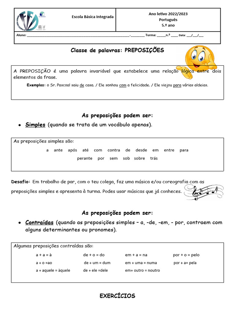 A Classe Das Preposições | PDF | Preposição e posposição | Pronome