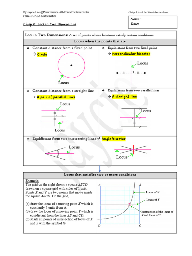 19 - F3 Loci in Two Dimensions | PDF | Circle | Analytic Geometry