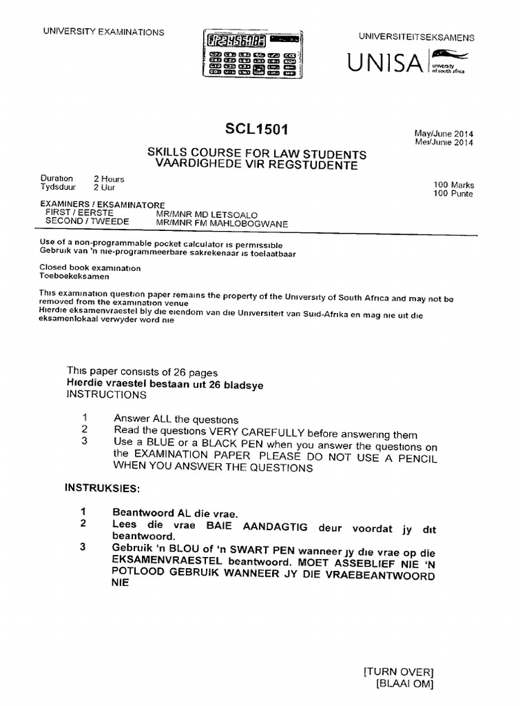 SCL Past Papers | PDF