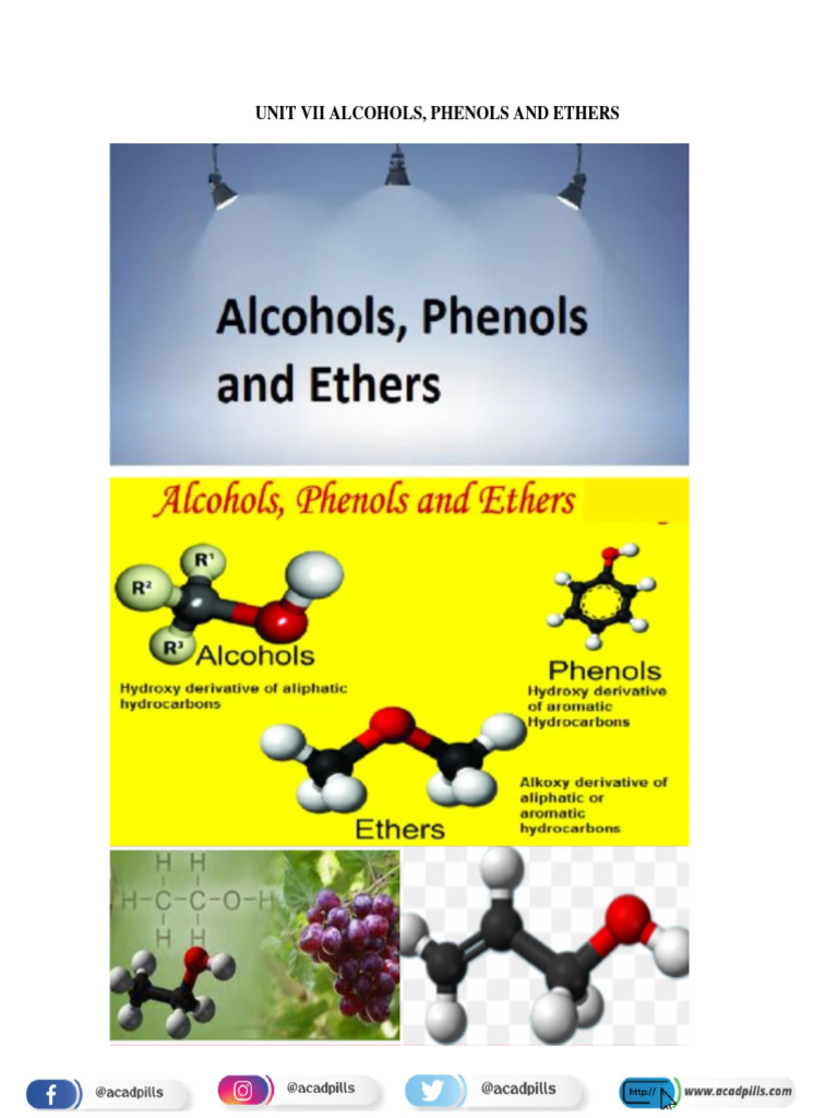 Alcohols, Phenols and Ethers | PDF | Phenols | Chemical Reactions