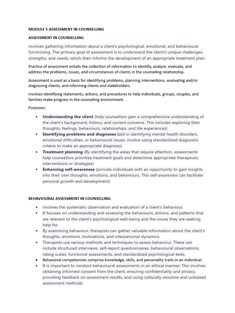 Module 5 and 6 Counselling | PDF | Psychotherapy | Counseling Psychology