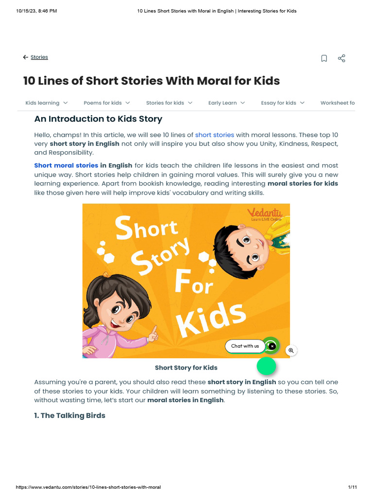 10 Lines Short Stories With Moral in English _ Interesting Stories for ...