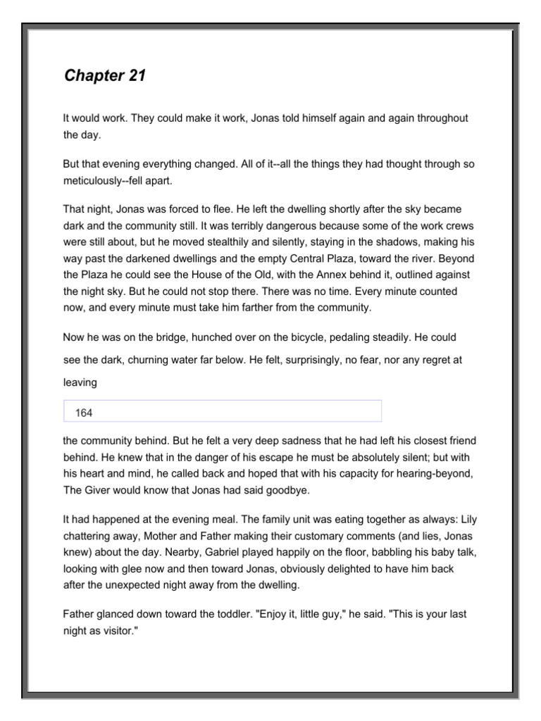Jonas's Escape and Survival Journey | PDF | The Giver