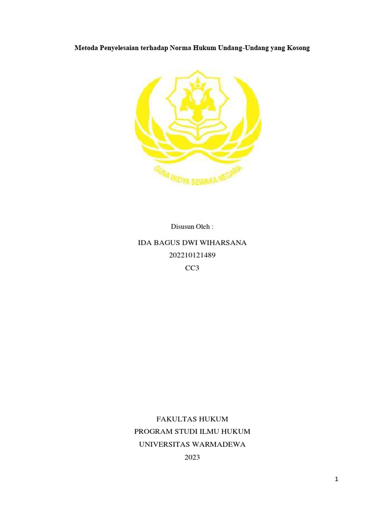 Metode Atasi Kekosongan Norma Hukum | PDF