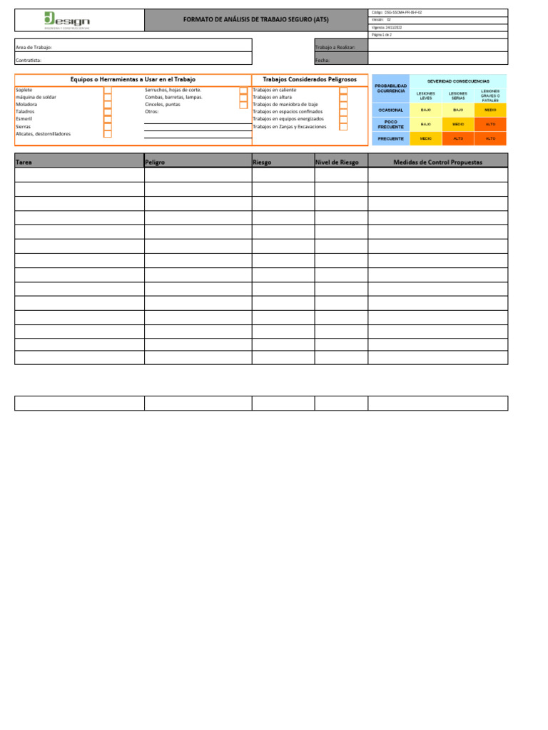 FORMATO DE ATS DESIGN SACv2 | PDF | Herramientas | Metalurgia