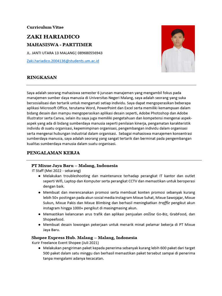 Curriculum Vitae Zaki | PDF